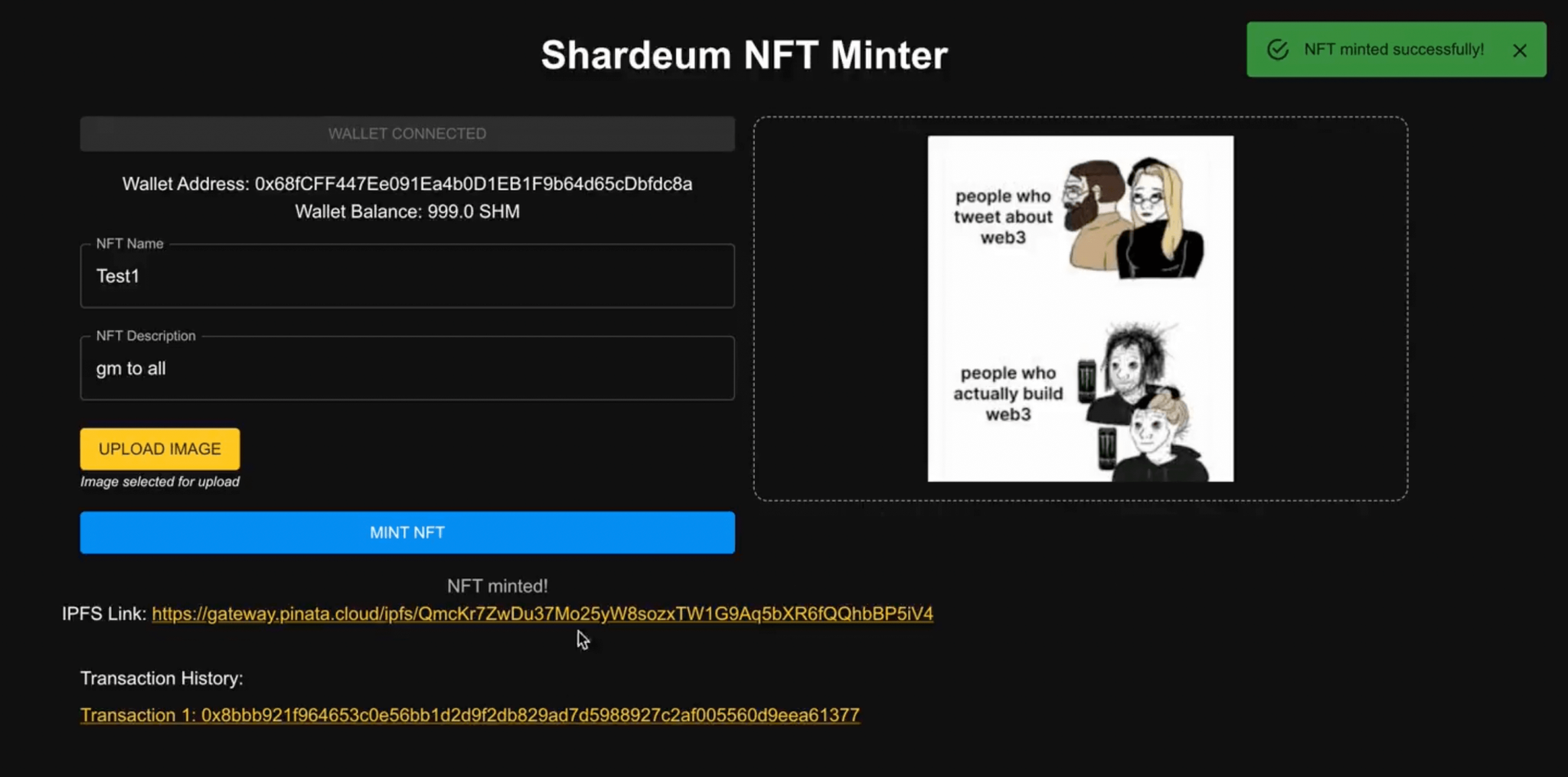 Build an NFT Minter Dapp on Shardeum